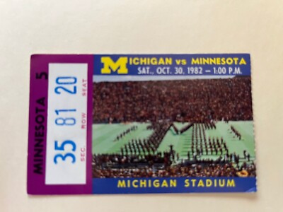 University of Michigan vs. Minnesota Football Student Ticket Stub 1982 ...