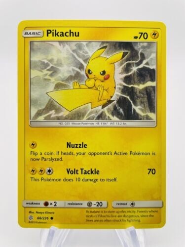 Pokémon TCG Pikachu 66/236 Cosmic Eclipse Common Regular Non-Holo NM/M ...