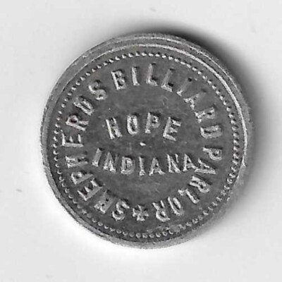Hope Indiana Shepherd’s Billiard Parlor Very Small Good For Token | eBay