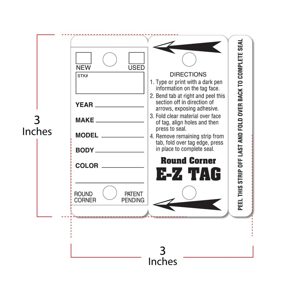 Automotive Car Dealer Key Tags Teal Round Corner Self Laminating (EZ407 ...
