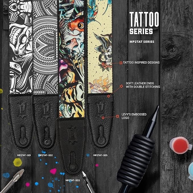 Levy's MP2TAT-005 Tattoo Series 2" Polyester Guitar Strap - Old School ...