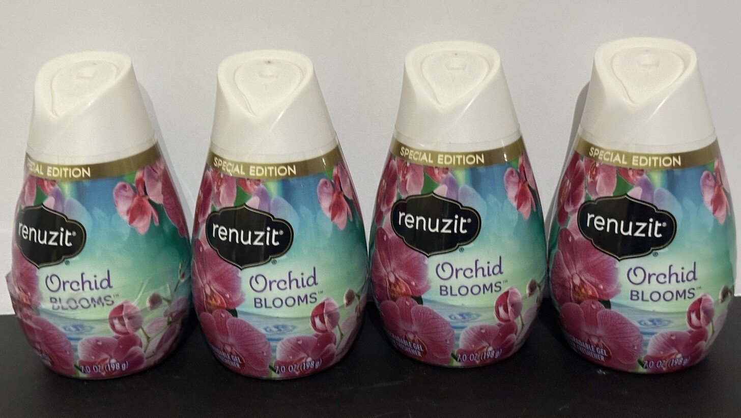 RENUZIT Special Edition ORCHID BLOOMS Scent Solid Gel Air Freshener 4 x ...