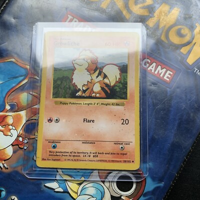 Pokémon TCG Growlithe Base Set 28/102 Regular Unlimited Uncommon ...