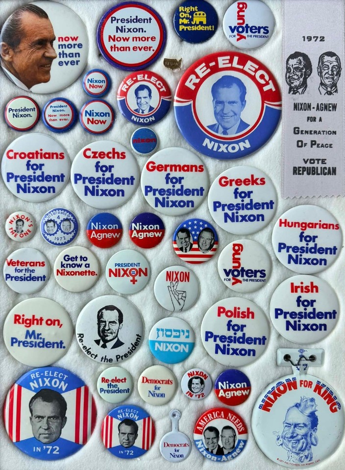1972 Nixon Campaign Button Lot – 42 pcs, Ethnic & Slogan Variants ...