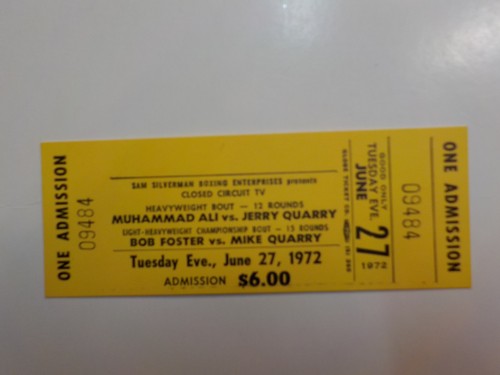 MUHAMMAD ALI vs JERRY QUARRY Boxing Ticket 1972 Bob Foster Cassius Clay ...