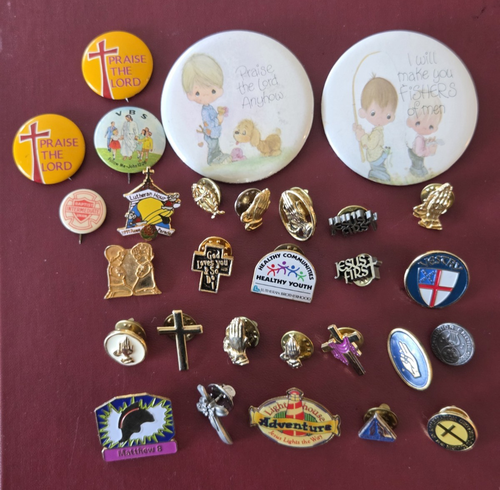 Lot of 29 Various Christian Lapel Pins Buttons Praying Hands Etc. VTG ...