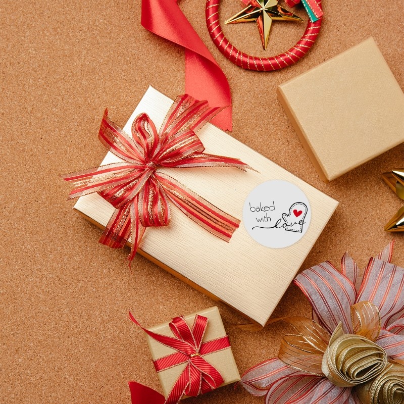 500 Pieces /Roll Baked with Love Stickers Handmade Soap Packaging ...