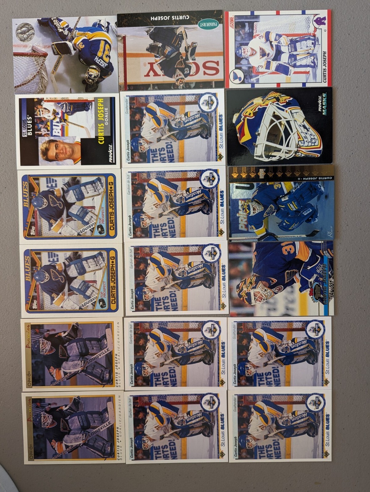 Curtis Joseph Rookie Card Lot Of 18 1990-91 Upper Deck OPC Premier NHL ...