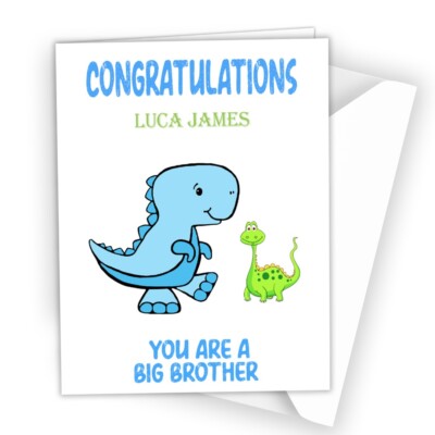 Personalised Congratulations on Becoming A Big Brother New Sibling Baby ...
