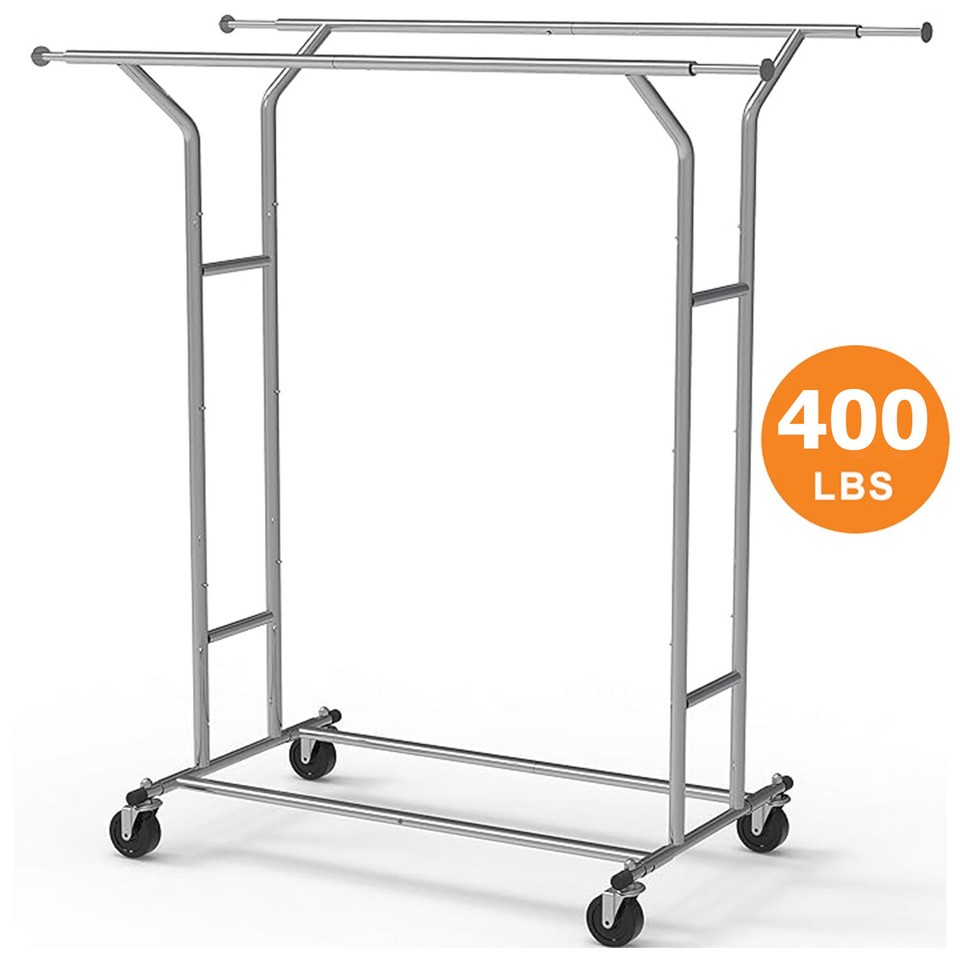 Rolling Garment Rack Heavy Duty Collapsible Clothing Clothes Rack ...