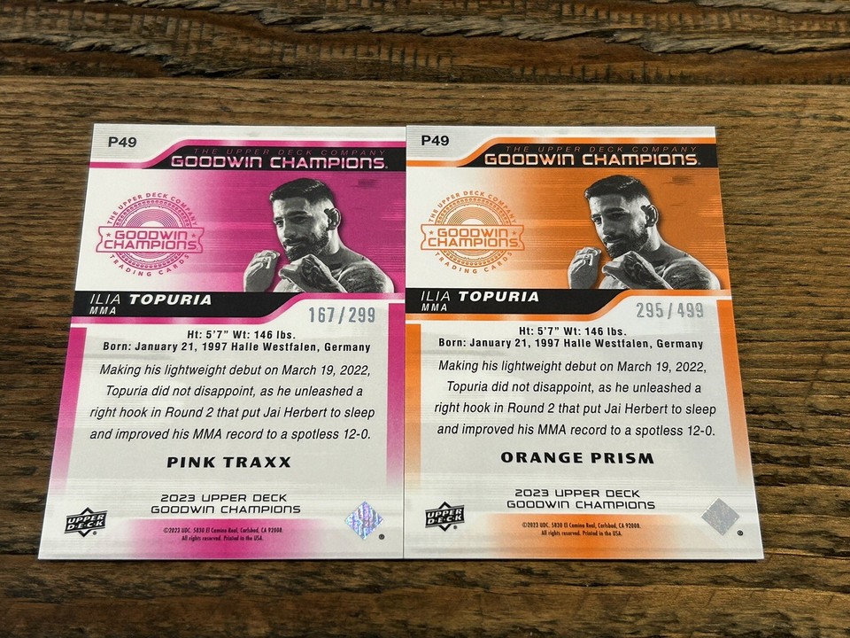 2023 Goodwin Champions ILIA TOPURIA Platinum Orange Prism /499 + Pink ...