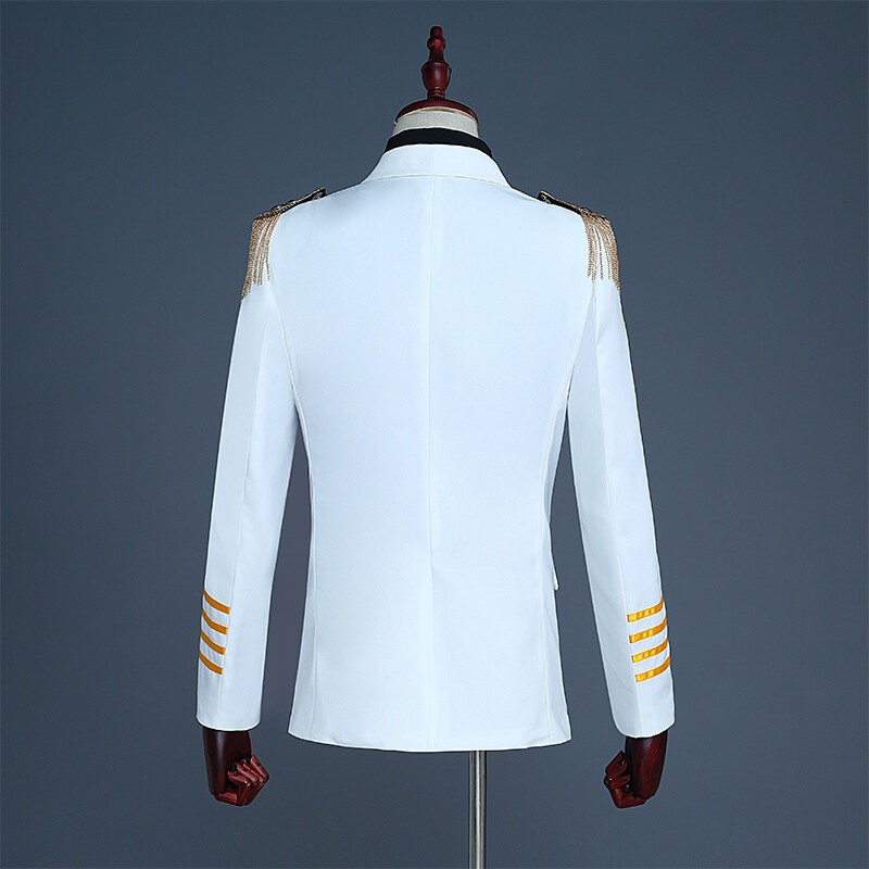 Mens Peak Lapel Airline Pilot Captain Suit Aviator Costume Uniform ...
