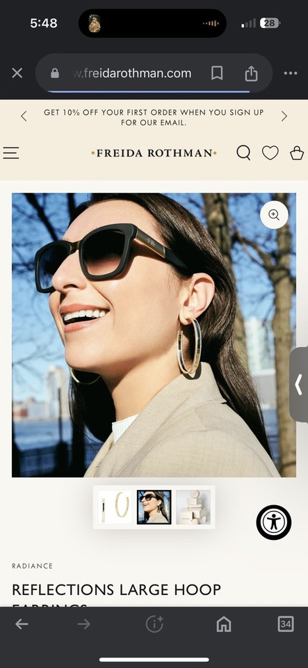 FREIDA ROTHMAN STERLING SILVER RADIANCE REFLECTIONS LARGE HOOP EARRINGS W/Pave | eBay