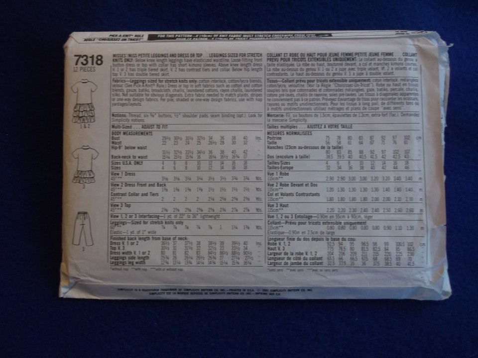 Simplicity Patterns ~ All Patterns are Size 8-14 ...