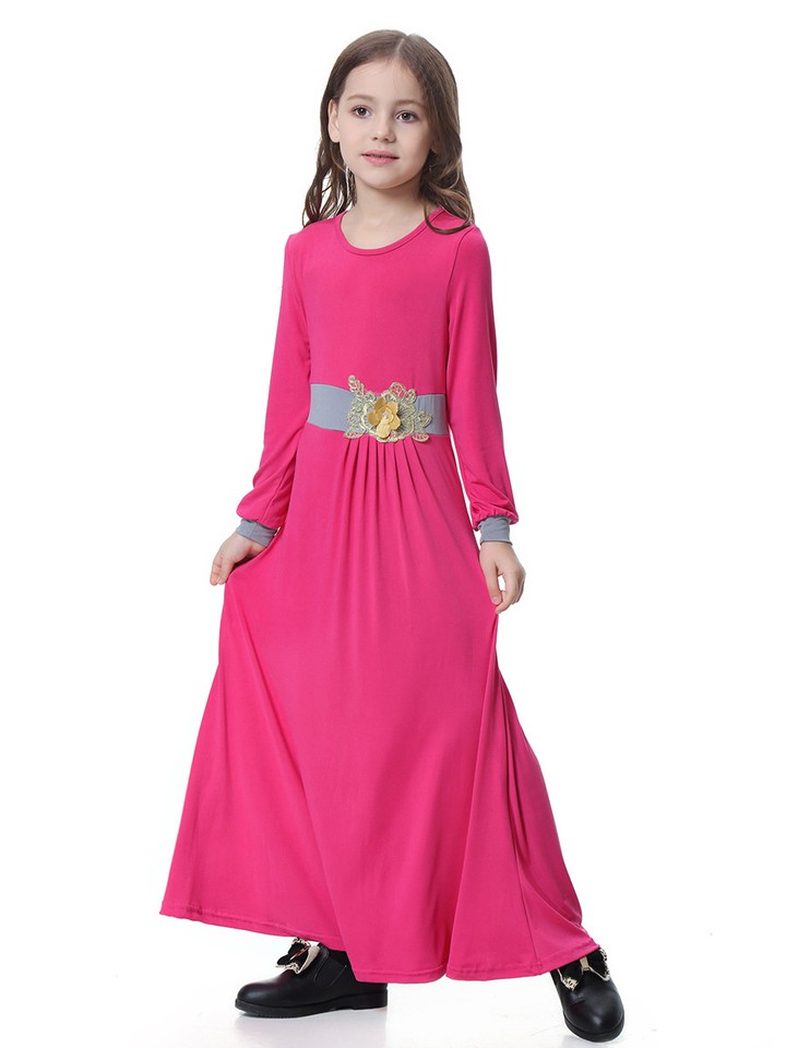 Muslim Child Girls Abaya Long Dress Burka Prayer Maxi Kaftan Robe Arab ...