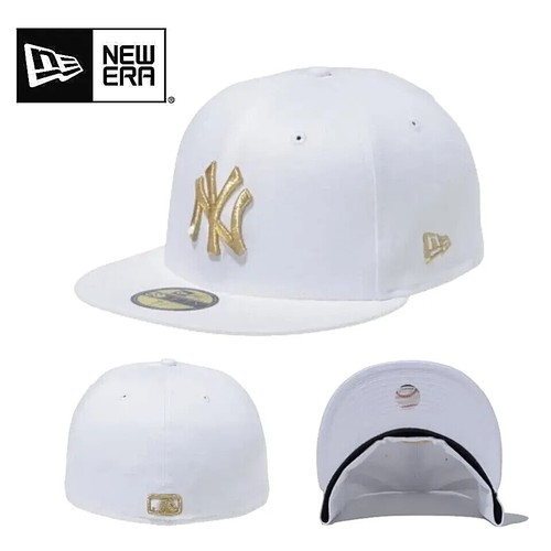NEW ERA 59FIFTY New York Yankees White x Gold Fitted Cap MLB Unisex New ...
