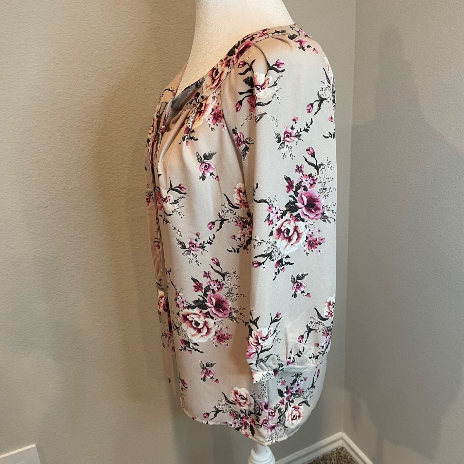 Sara Michelle Petite Floral Mid Sleeve Blouse - Gem