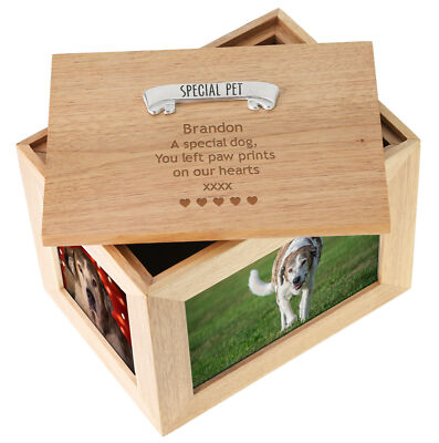 Engraved Deceased Dog & Puppy Large Oak Keepsake Memorial Photo Frame ...