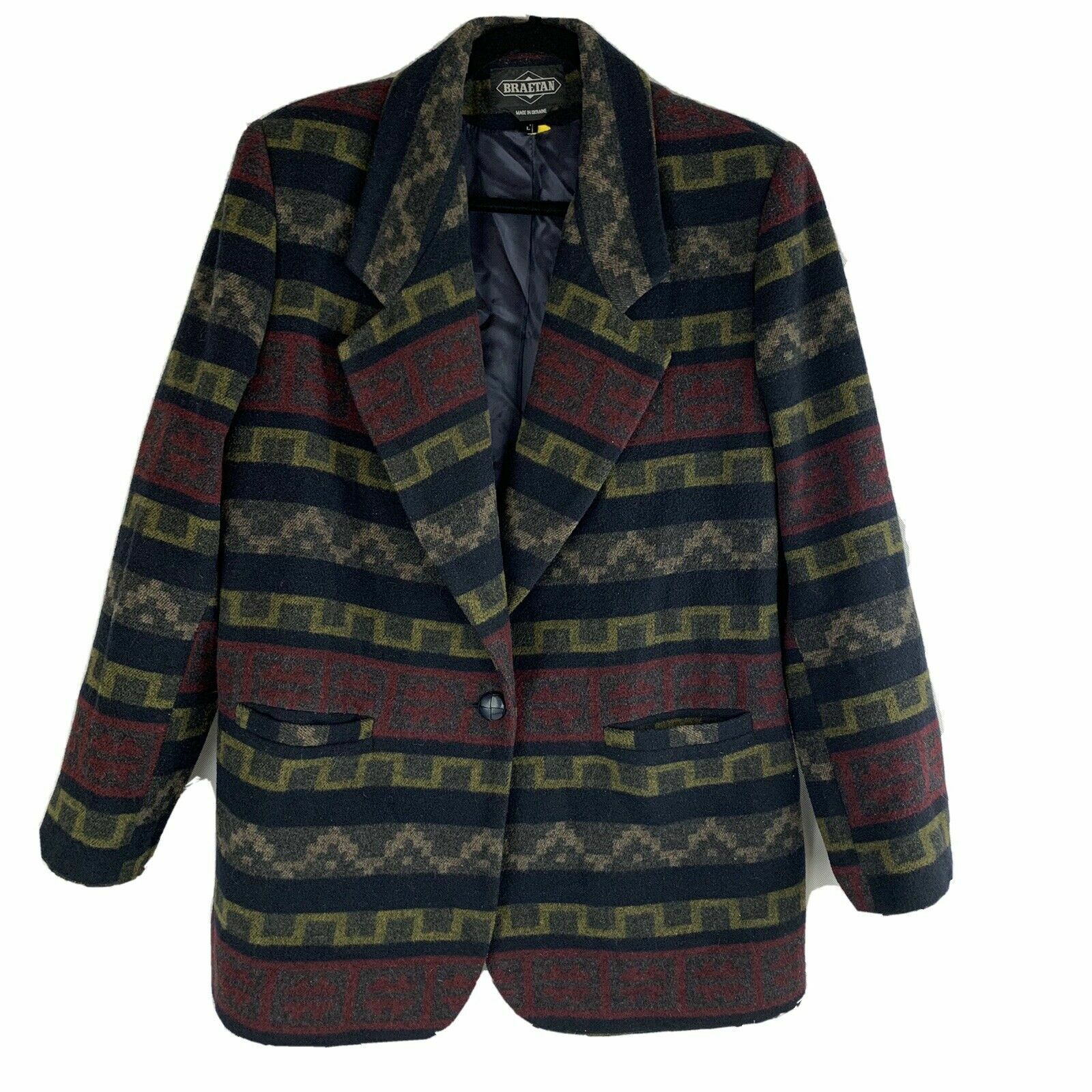 Braetan Womens Vintage Southwest Aztec Wool Blend Riding Blazer Jacket ...