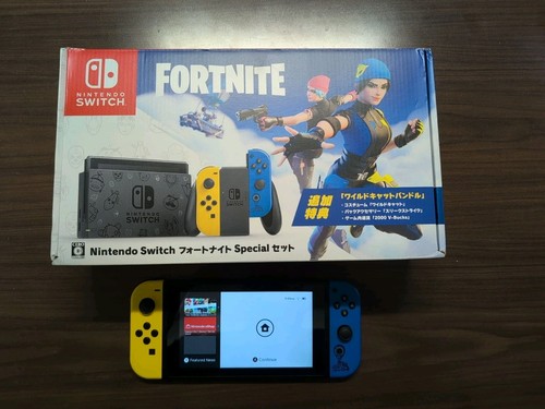 Nintendo Switch HAC-001 Fortnite Wildcat Console Bundle Yellow/Blue ...