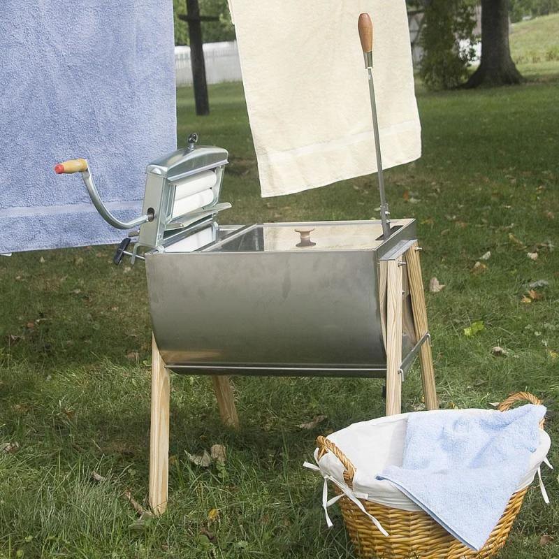 Lehman's Laundry Agitator Hand Washer Tub and Wringer with Wooden Legs ...