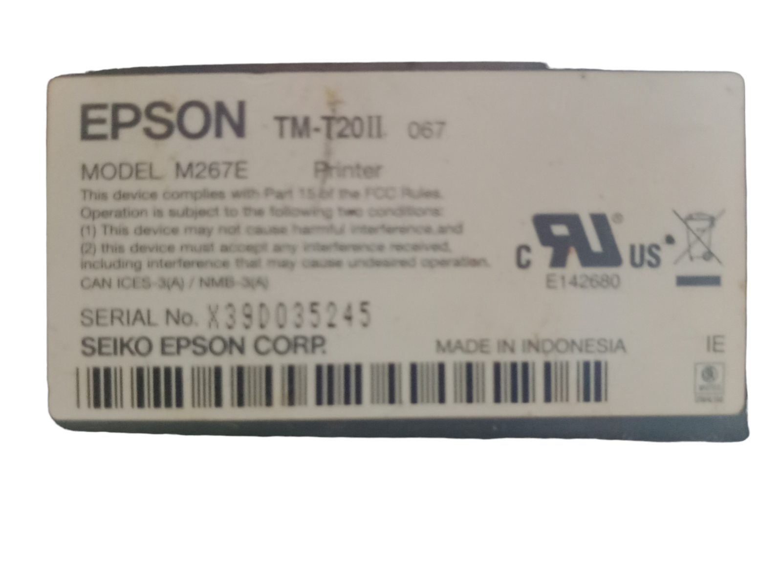 Epson TM-T20II Direct Thermal Printer - M267E for sale online | eBay