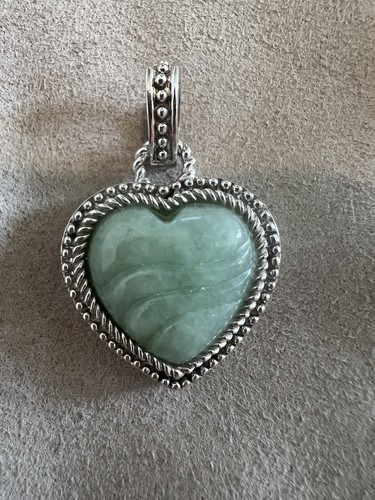 Judith Ripka Sterling Silver Green Jade Heart Pendant Enhancer | eBay