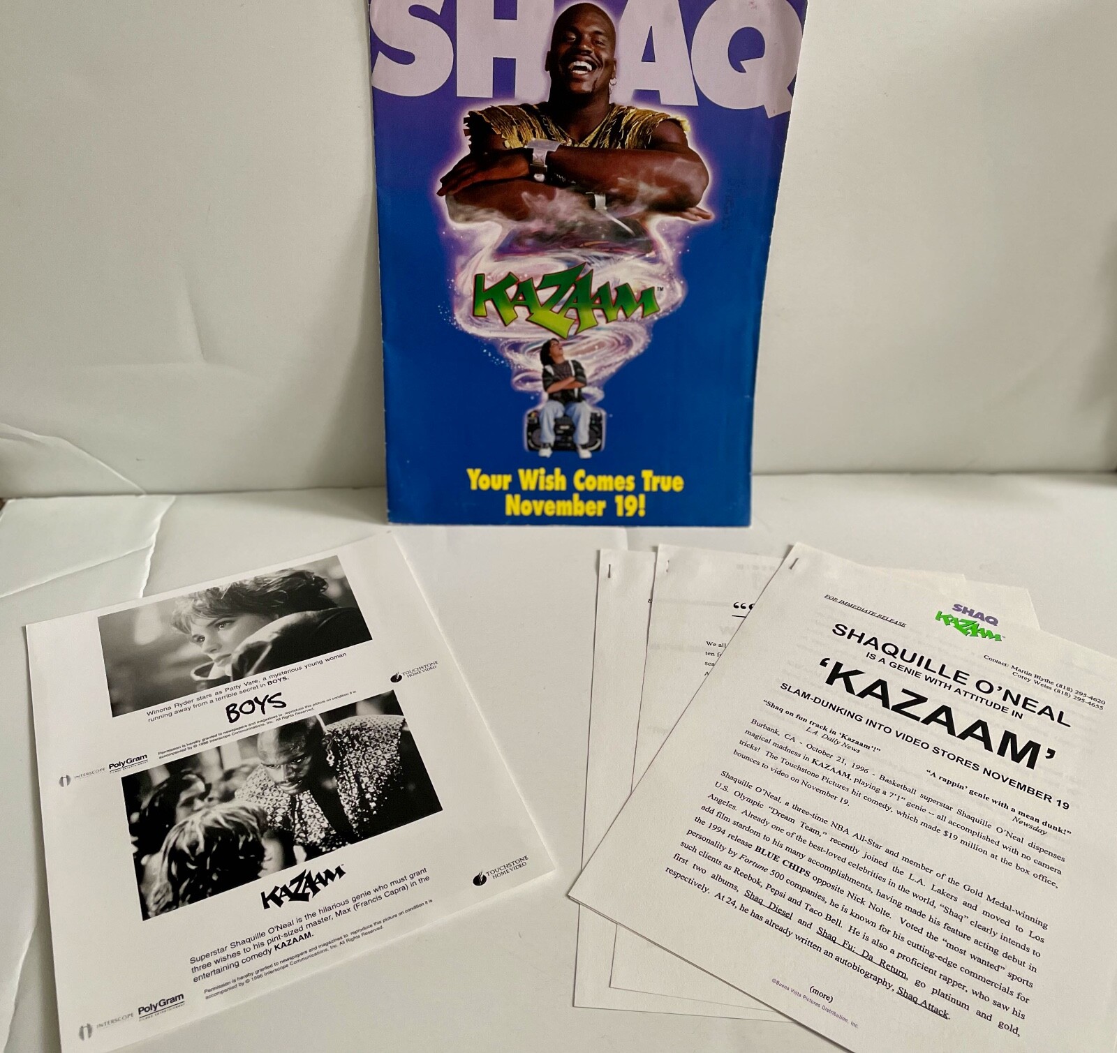 Kazam with Shaq and Boys with Winona Ryder Video Press Kit **Opened ...