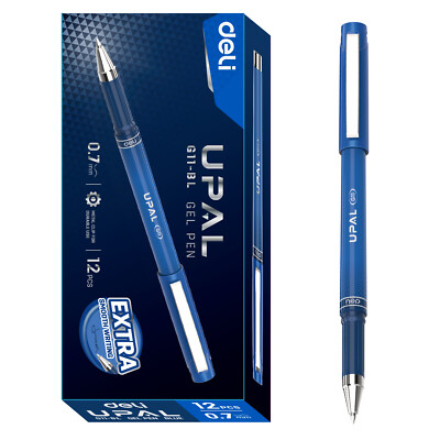 Deli 12PC Retractable Gel Pen Set 0.7mm Bullet tip Blue Smooth Writing ...