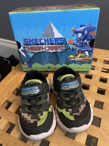 Skechers Mega-Craft Boy's Size 5 Toddler Minecraft Black/Blue Sneakers ...