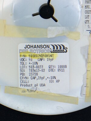 500R07N150KV4T JOHANSON CAP CERAMIC 15PF SMD 200 PIECES | eBay