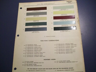 1951 Mercury car colors Paint Chips set -Ditzler | eBay