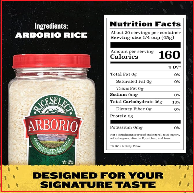 RiceSelect Arborio Rice for Italian Risotto, Gluten Free Rice, Non-GMO ...