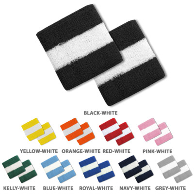 Cotton Terry Cloth Stripe Sports Wrist Band 2 Pack - FREE SHIPPING | eBay