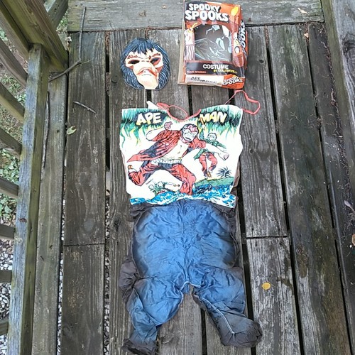 BEAT UP RARE VINTAGE SPOOKY SPOOKS COSTUME COLLEGEVILLE APE MAN MASK ...