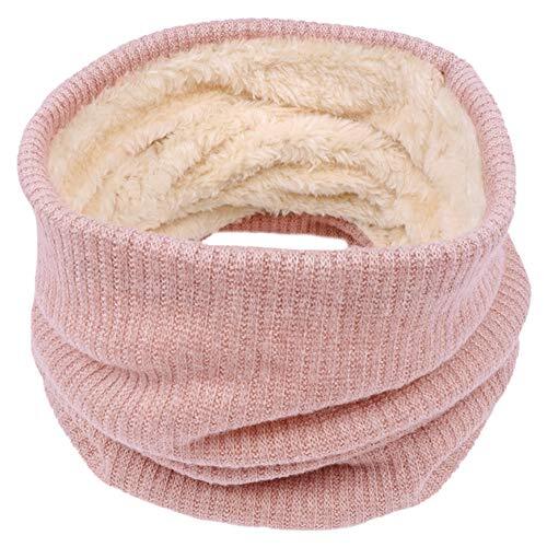 Infinity Scarf Winter Double-Layer Neck Warmer Knit Fleece Lined B-pink ...