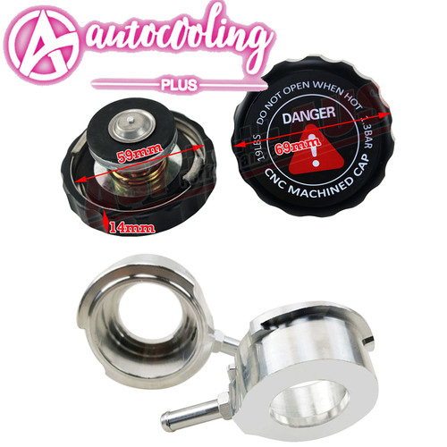BLACK Radiator Cap & Aluminium Weld On Alloy Radiator Filler Neck ...