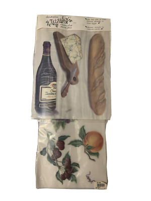 Decorative Tatouage Transfer Designs Wine Cheese Bread Fruits Bowl ...