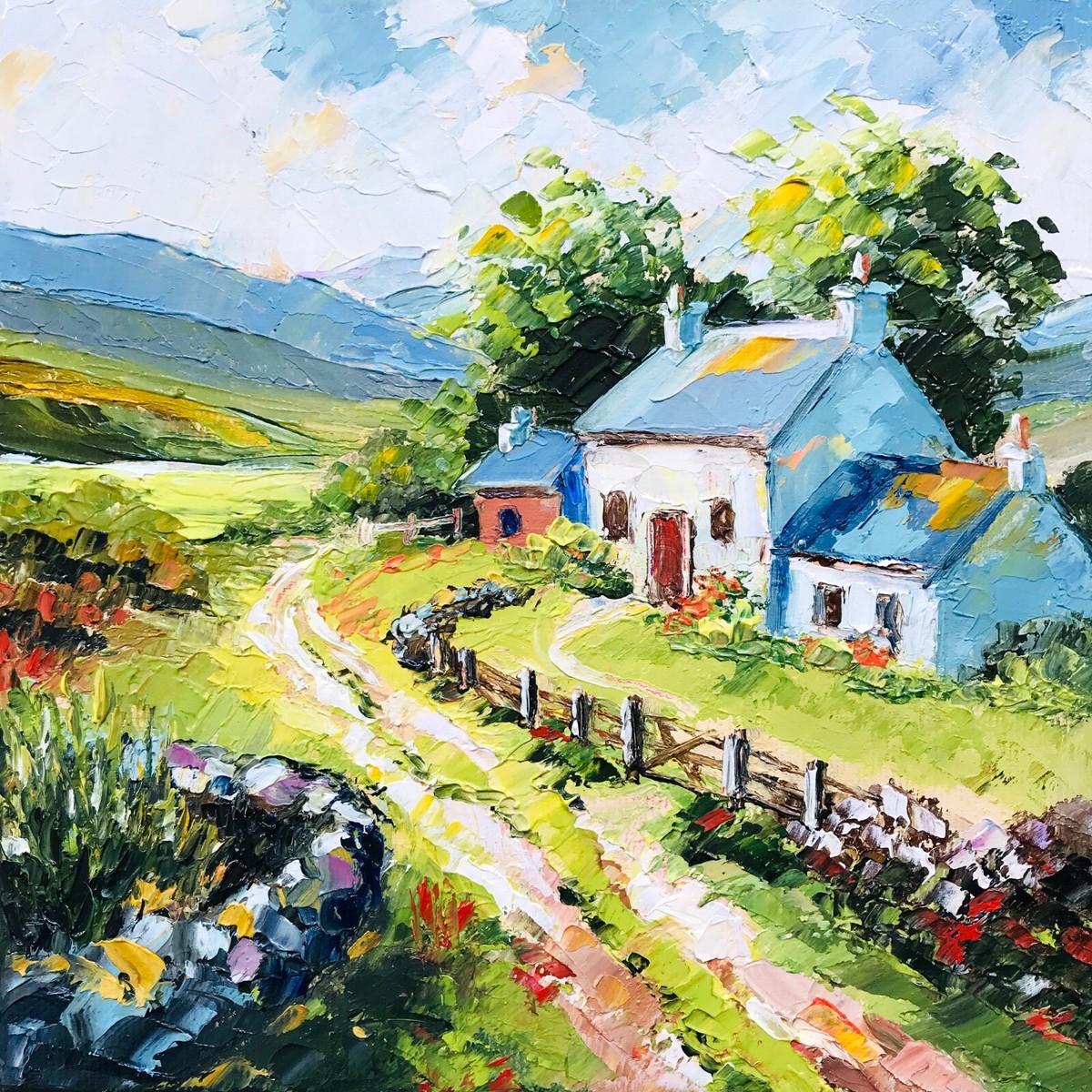 Irish Cottage Watercolor Paintings Irish Cottage"" Canvas Print For