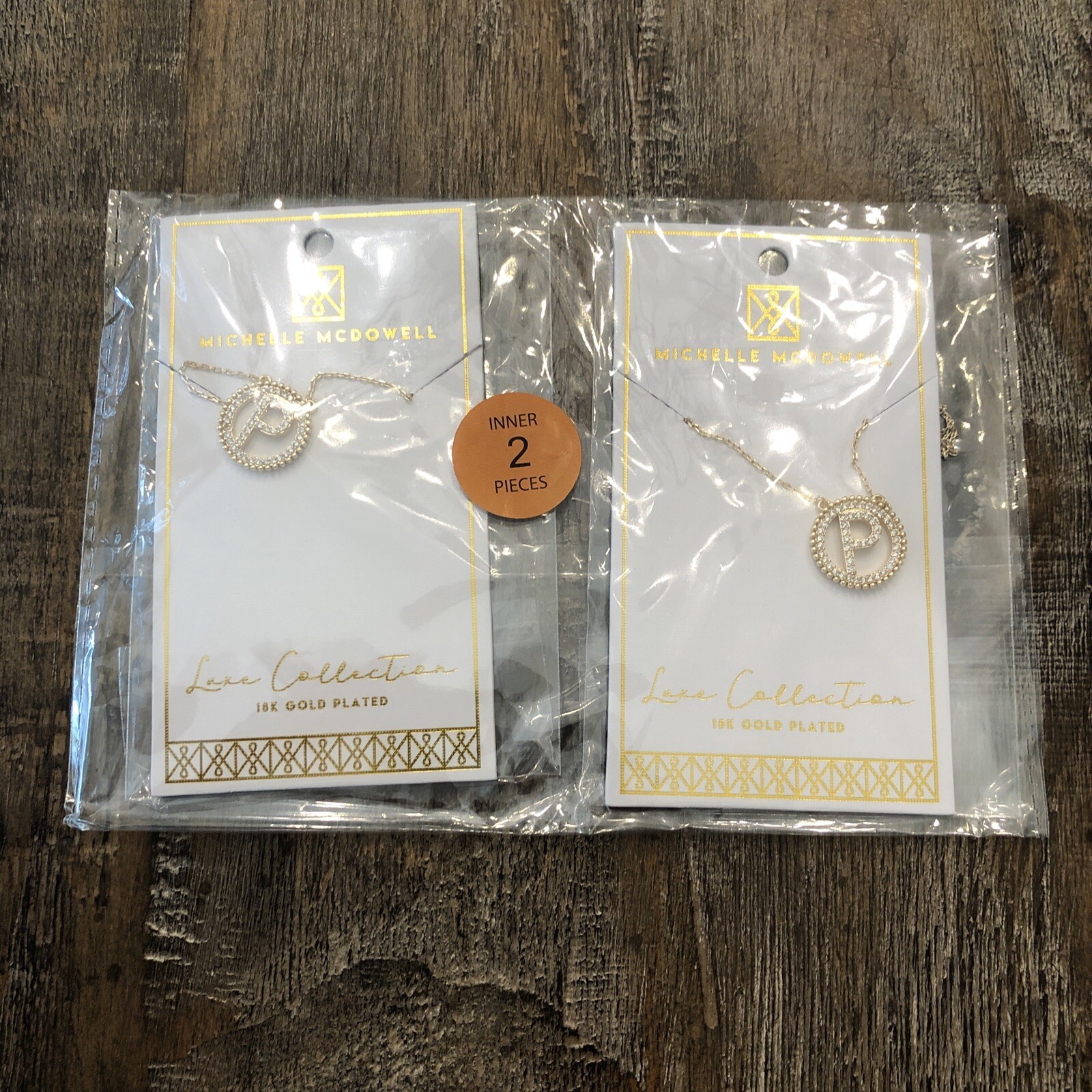 Michelle McDowell Women's "P" Anderson Necklace 18K Gold Plated 2-Pack ...