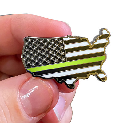 Thin Gold Line American Flag 911 Dispatcher U.S. Map Pin with 2 pin ...