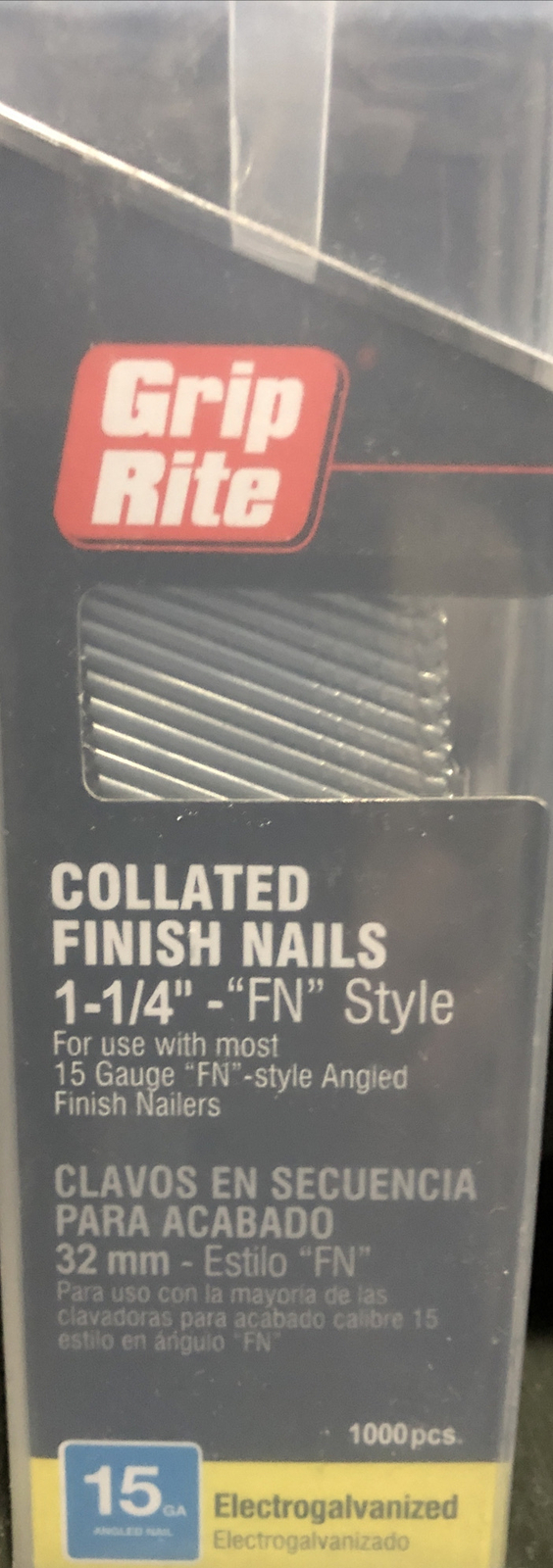 Grip Rite 15 GA Electrogalvanized “FN” Style 1-1/4” Collated Finish ...