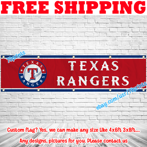 Deluxe Texas Rangers Team Logo Banner Flag 2x8 ft Fan Home Decor MLB ...