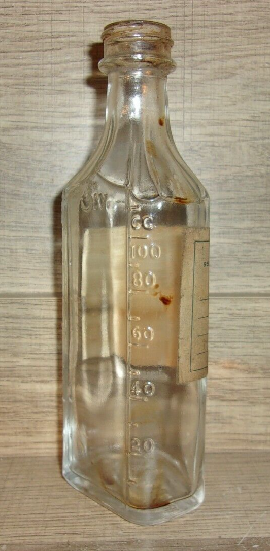 Antique Blue Ribbon Clear Glass 3iv Graduated Pharmacy Medicine Bottle ...