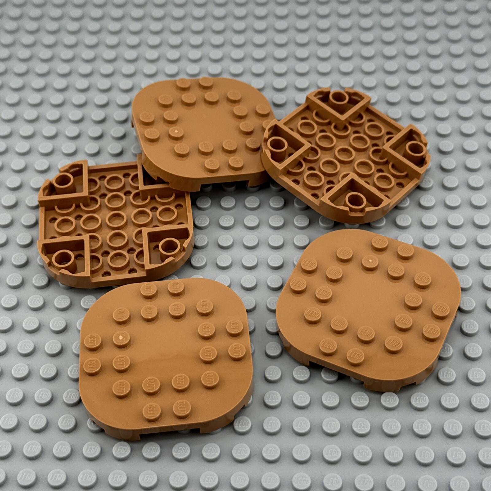 LEGO Modified Plate - Medium Nougat - 6 x 6 Rounded Corners & 4 Feet ...