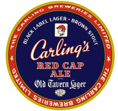 Carling's Red Cap Ale, Old Tavern Lager NEW Sign: 18" Round USA STEEL ...