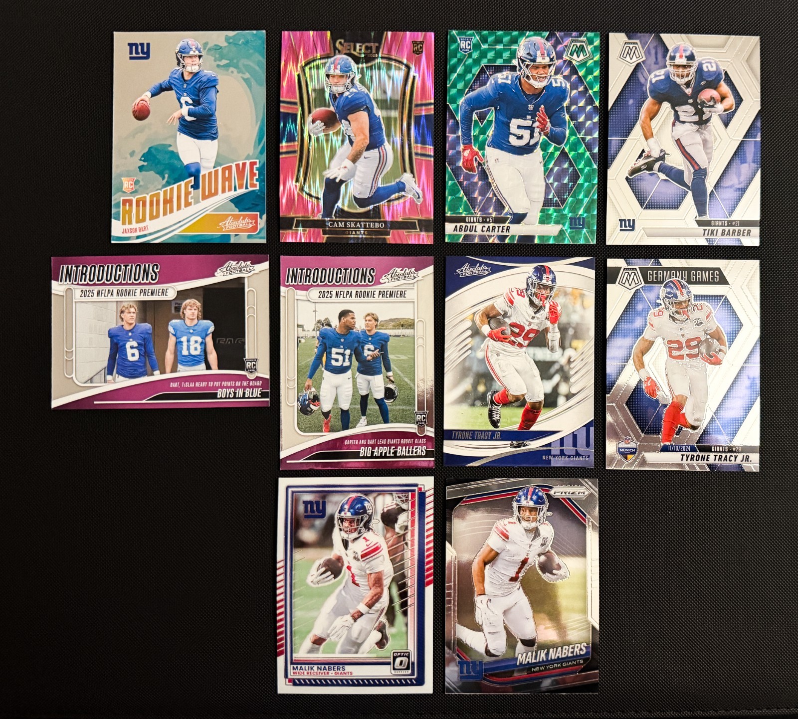 New York Giants 10-card lot - Jaxson Dart, Skattebo + more! Prizms ...