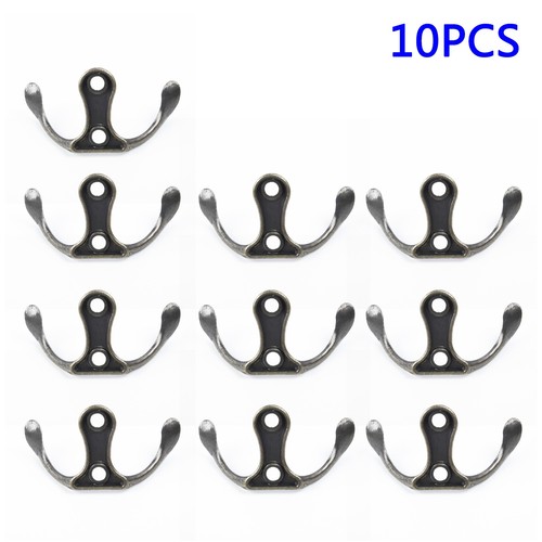 10Pc Antique Industrial Style Double Dual Coat Hook Cast Iron Style ...
