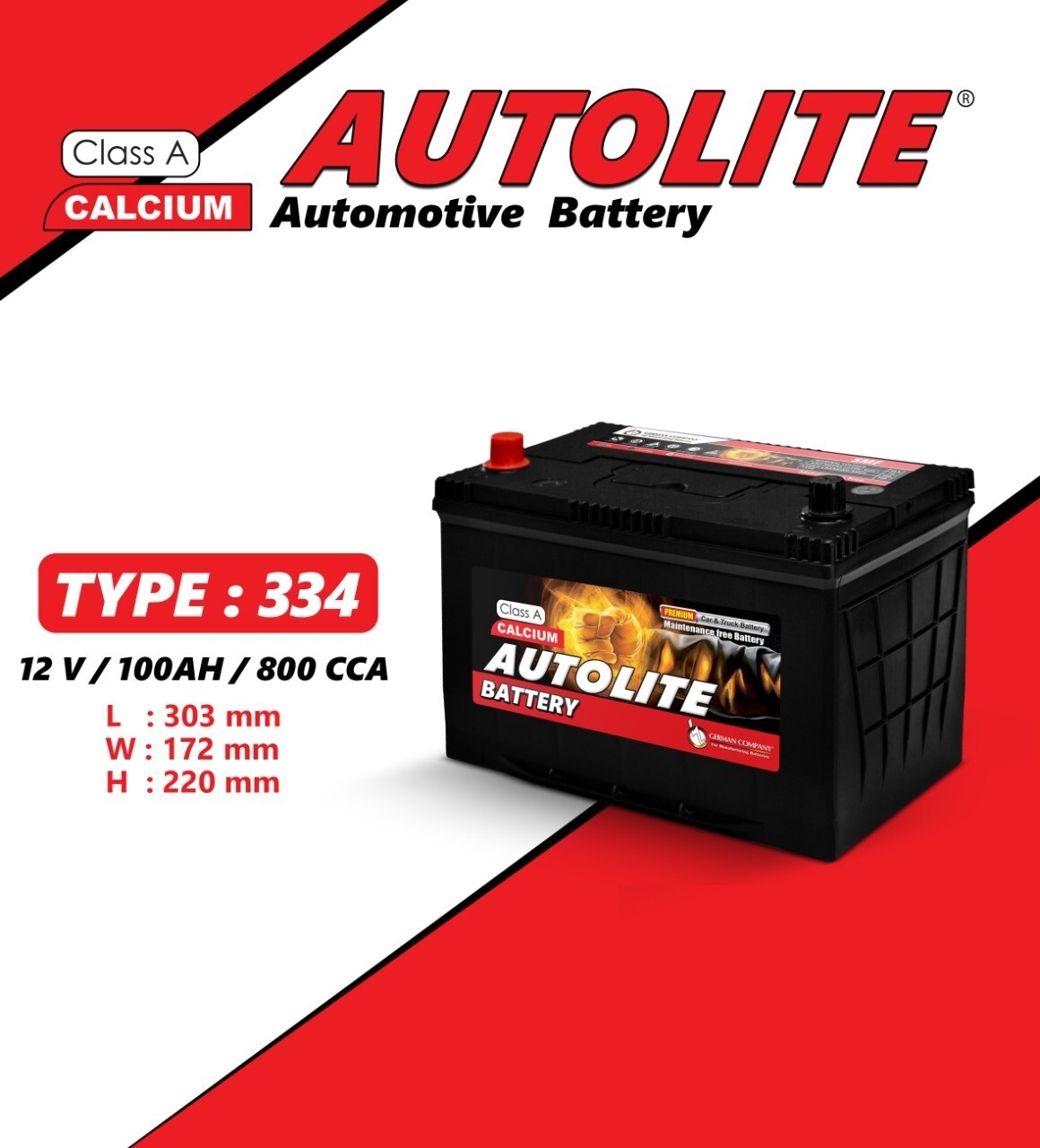 AUTOLITE CAR BATTERY TYPE 334 12V 100AH MF | eBay
