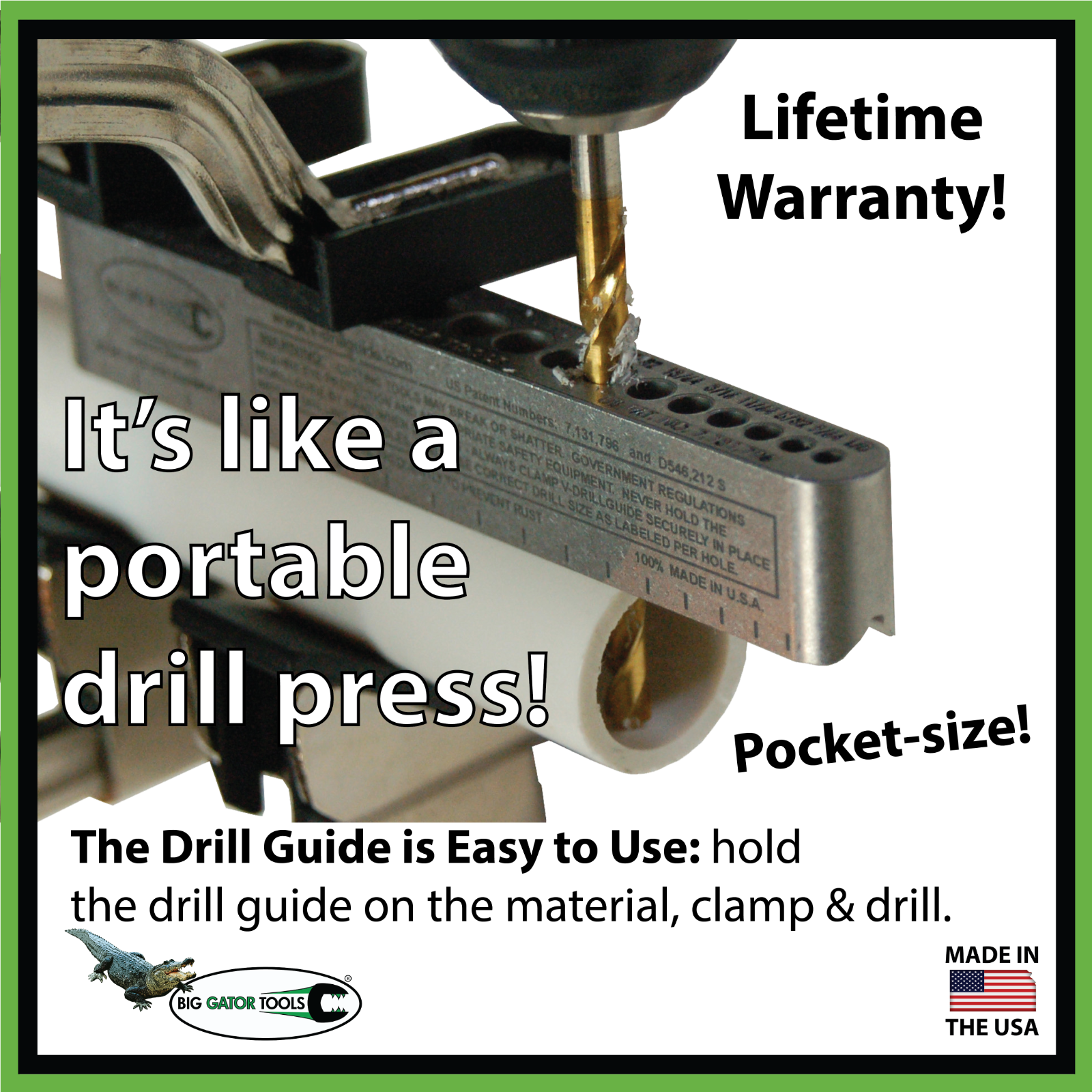 Drill guide - Helps drill gun parts, barrels, pistols, sites, slings ...
